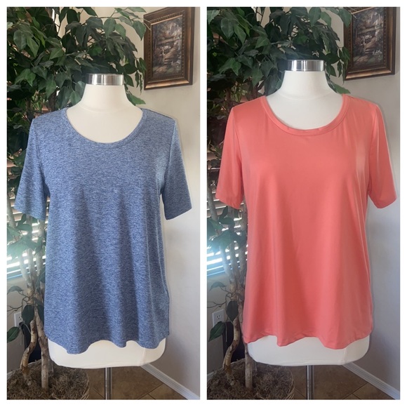zuda | Tops | Zuda Zcool 2pack Tees Set Heather Navysummer Peach | Poshmark